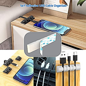 Awker 5 Pack Cable Organizer Clips, Cord Holder, (7-5-3-2-1 Slots) Cable Management Self Adhesive Cable Management for USB Cable/Power Cord/Wire, Desk, Home, Office More (White)
