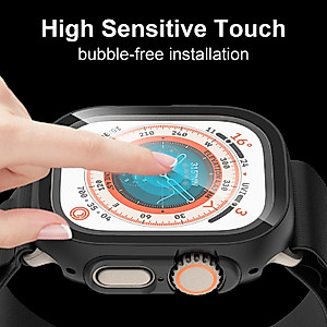 HASDON [12 Pack] Case Compatible with Apple Watch Ultra 2/Ultra 49mm with Tempered Glass Screen Protector, Full Coverage Bumper Hard PC Protective Cover for iWatch 49mm Accessories