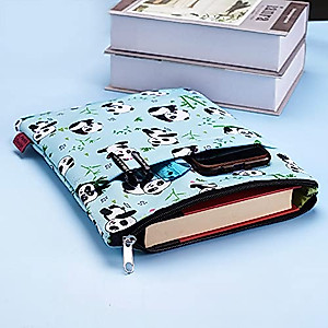 Book Sleeve Panda Book Protector, Book Covers for Paperbacks, Washable Fabric, Book Sleeves with Zipper, Medium 11 Inch X 8.7 Inch Bookish Gift