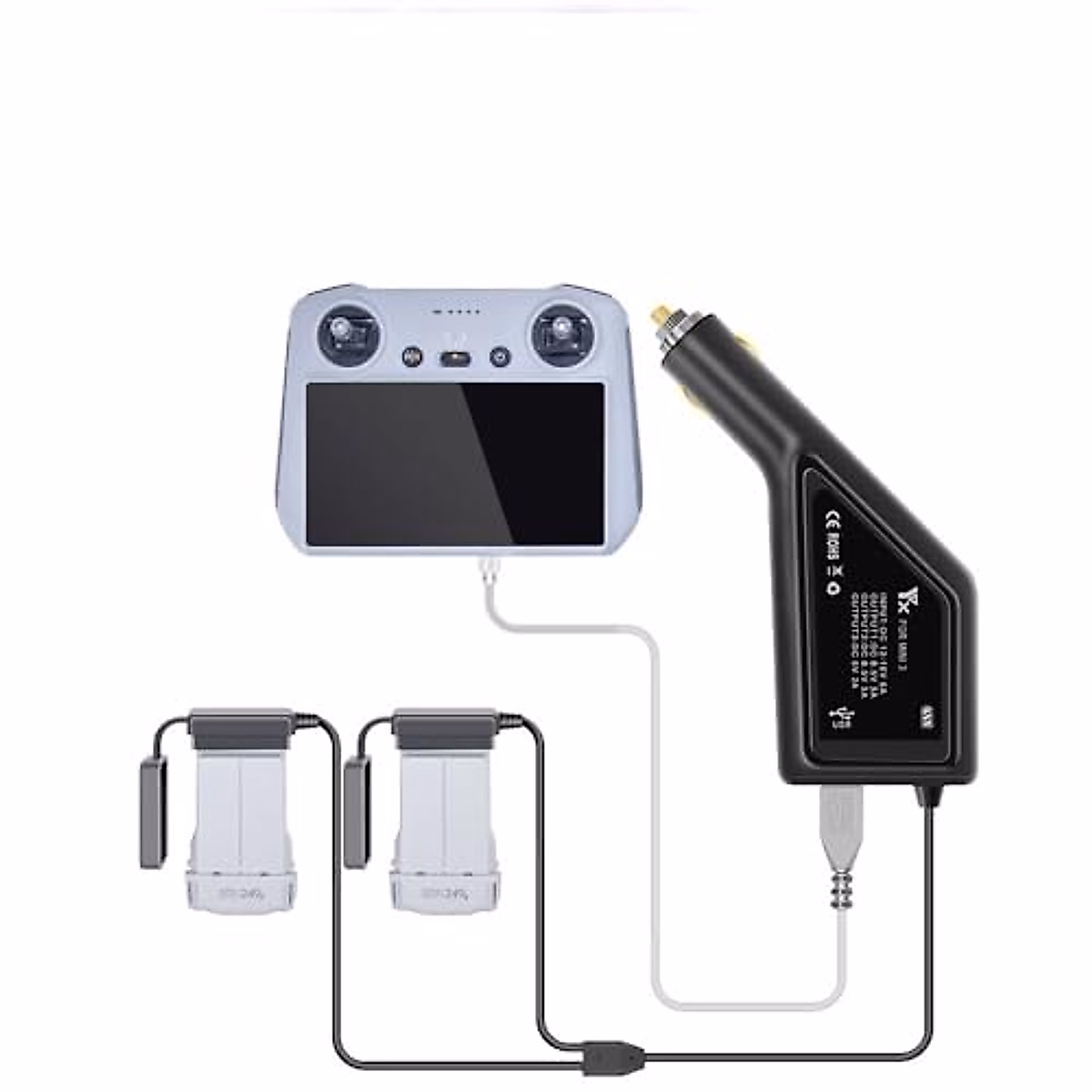 3 in 1 Car Charger for DJI Mini 3/3 Pro for DJI RC Remote Controller Battery Drone Accessories