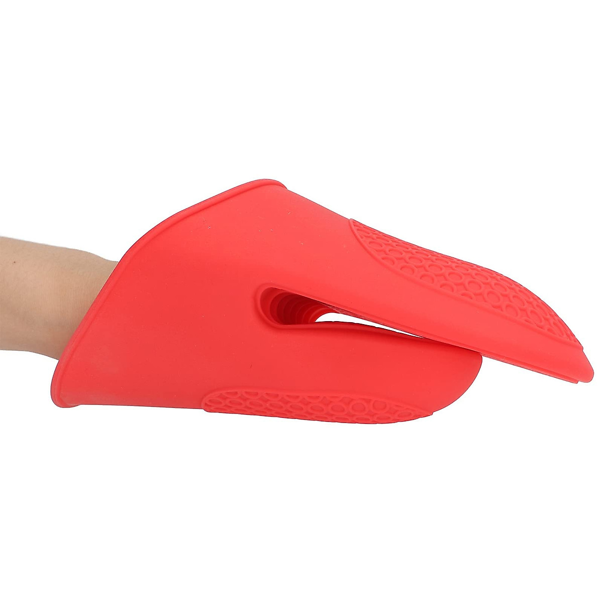 2 Pairs Mini Oven Gloves, Silicone Oven Mitts Heat and Slip Resistant Silicone Mini Potholders Mitts Kitchen Finger Grips for Kitchen Cooking and Baking(red)