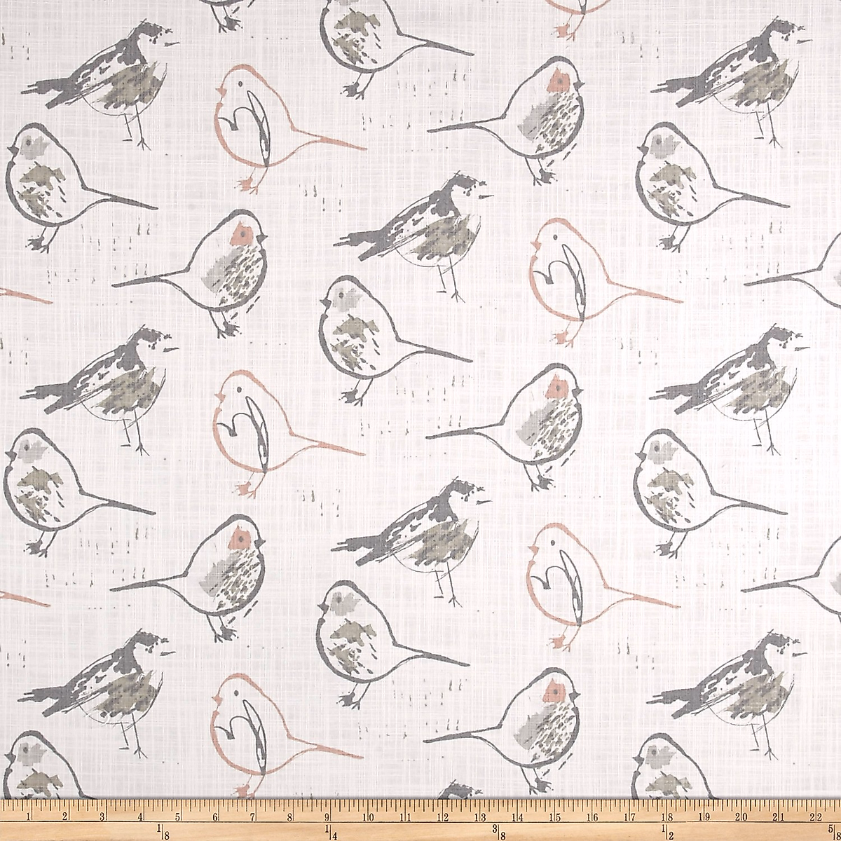 Premier Prints Bird Toile Slub Canvas Blush, Fabric by the Yard