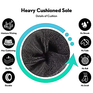 Heatuff Mens Moisture Wicking Heavy Cushion Crew Socks, Reinforced Heel & Toe Durable Socks