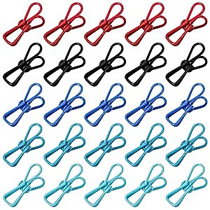 Rustark 50pcs Multi-purpose Windproof Clothespin Wire Clips Clothes Pins for Clothesline Utility, Picture, Notes, Decoration, Poster - 5 Colors