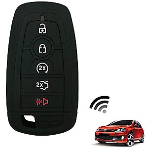 Car Remote Key Cover Fob Silicone Outer Case for Ford Escape Explorer Edge Flex Focus Taurus Lincoln Mks Mustang Outer Casing Shell Jacket Protector 5 Buttons (Blue+red+Black)