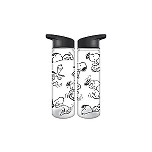 Peanuts Classic Comic Strip Snoopy 24 Oz. Plastic Single Wall Water Bottle
