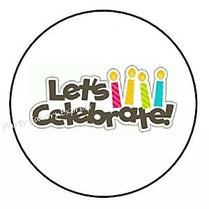 Party Favors Express 1.5" Inch Let's Celebrate Birthday Stickers - Multicolor, Modern, Contemporary Round Stickers - 30 Pcs