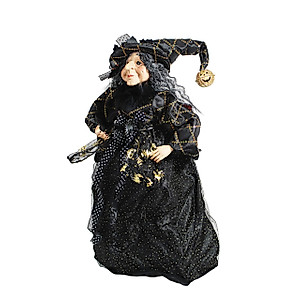Windy Hill Collection 18" Black Bat & Pumpkin Tabletop Fabric Halloween Fall Harvest Witch Collectible Figure Figurine Plastic Cone Body 911806