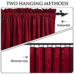 StangH Red Velvet Curtains & Outdoor Waterproof Blackout Curtains