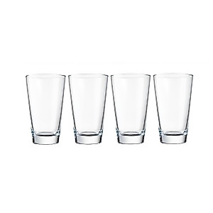 Great Credentials© Pint Drinking Beer Glasses With Tuff Rim, 16 oz - Set of 4