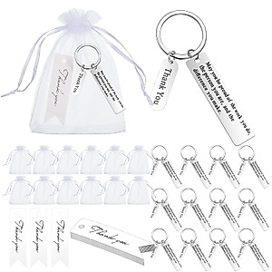 Yinkin 36 Pcs Employee Appreciation Gift Thank You Keychains Thank You Cards and Organza Bags for Coworker Teacher(Silver)