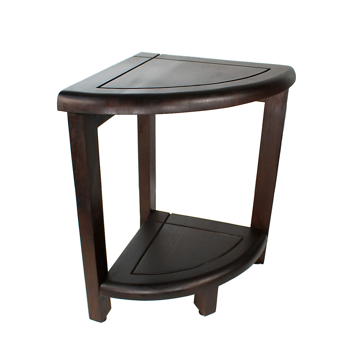 EcoDecors DecoTeak - Teak Snazzy Corner Shower Shelf - Shower Stool for Shaving Legs - Shower Foot Stool - Teak Shower Stool - Corner Shower Stool - Small Shower Stool