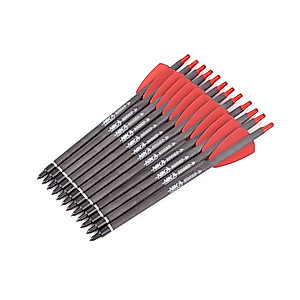 NIKA ARCHERY 7.5" inch Crossbow Bolts Carbon Arrows 2" Red Vanes with 100Grain Target Tips for Hunting Shooting 6/12pcs