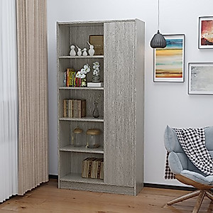 Christopher Knight Home Amelia Mid-Century Faux Wood Bookcase, Grey Oak Finish