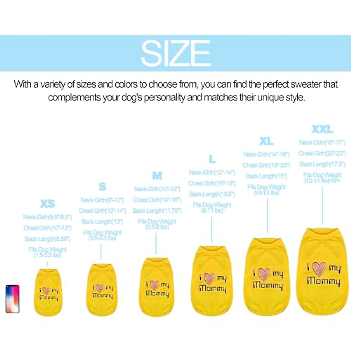 Paiaite Expressive Pet Vest: Sleeveless Dog Shirt with 'I Love My Mommy' Slogan, Ideal for Chihuahuas, Poodles, Yorkies, and More - Adorable Design, Ultimate Comfort, Easy Maintenance! Yellow Small