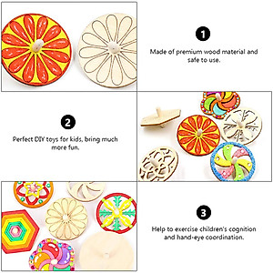 STOBOK Kids Gyroscope DIY Wooden Tops, 20pcs Unfinished Tops DIY Coloring Pattern Wooden Gyroscope Hollow Tops Handicrafts Toy Ready to Decorate Spinners, Wood Craft for Kids Unfinished Wood Gyro