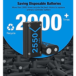 DXKK Rechargeable Battery Pack for Xbox Series X|S, Controller Battery Pack for Xbox One/Xbox One S/X/Elite 2x6120mWh(2550mAh) Accessories