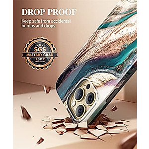 GVIEWIN Case Compatible with iPhone 14 Pro 6.1 Inch, [10FT Military-Grade Drop Tested] Marble Stylish Cases Shockproof Protective Slim Thin Soft TPU Phone Cover for Women 2022 (Drift Sand/Brown)