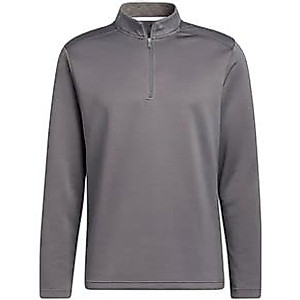 adidas Golf Men's Club Recycled Polyester Quarter Zip Pullover, Gray, Extra Large