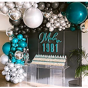 Oopat DIY Metallic Emerald and Teal Balloon Garland Arch Kit Engagement Anniversary Communion Graduation 30th Birthday Event Backdrop Party Decoration (Emerald and Teal)