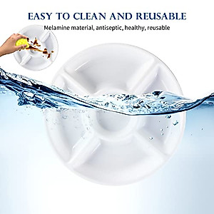 24 Pcs 5 Sectional Round Plastic Serving Tray 12 Inches Divided Plates Plastic Chip and Dip Bowl with Dividers Fruit Platter Tray for Parties Veggie Dish Tray for Food Candy Party, Black and White