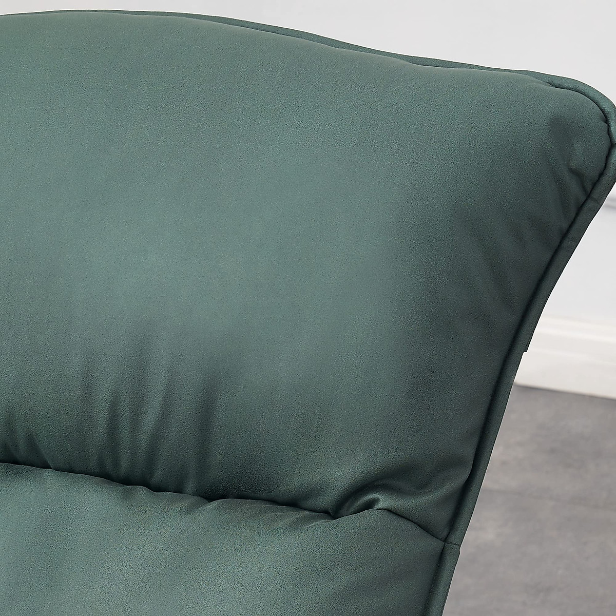 MCombo Modern Rocking Chair, Upholstered Glider Rocker Nursery Accent Chair with Ottoman, Comfy Reading Chairs for Living Room Bedroom Offices (Green)