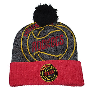 Mitchell & Ness Houston Rockets Youth Hype Logo Cuff Knit Beanie Hat Cap (Charcoal, Youth)