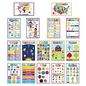 Carson Dellosa 16-Piece 11” x 17” Classroom Posters, Preschool Classroom Decorations, Kindergarten Educational Posters, 1st Grade Classroom Wall Decor, Learning Posters Bundle