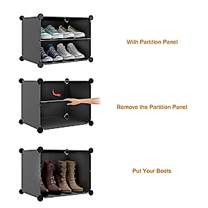 MAGINELS Portable Shoe Rack, 20-Pair DIY Vertical Storage Shelf Organizer, Plastic Shoe Organizer for Entryway, Narrow Shoe Cabinet with Doors Grey