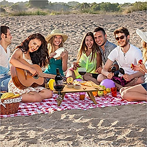 Travelino Portable Wine Picnic Table, Foldable Outdoor Charcuterie Table and Wine Glass Holder, Ceramic Bowl & Corkscrew & Carry Bag, Perfect for Gifts and All Seasons