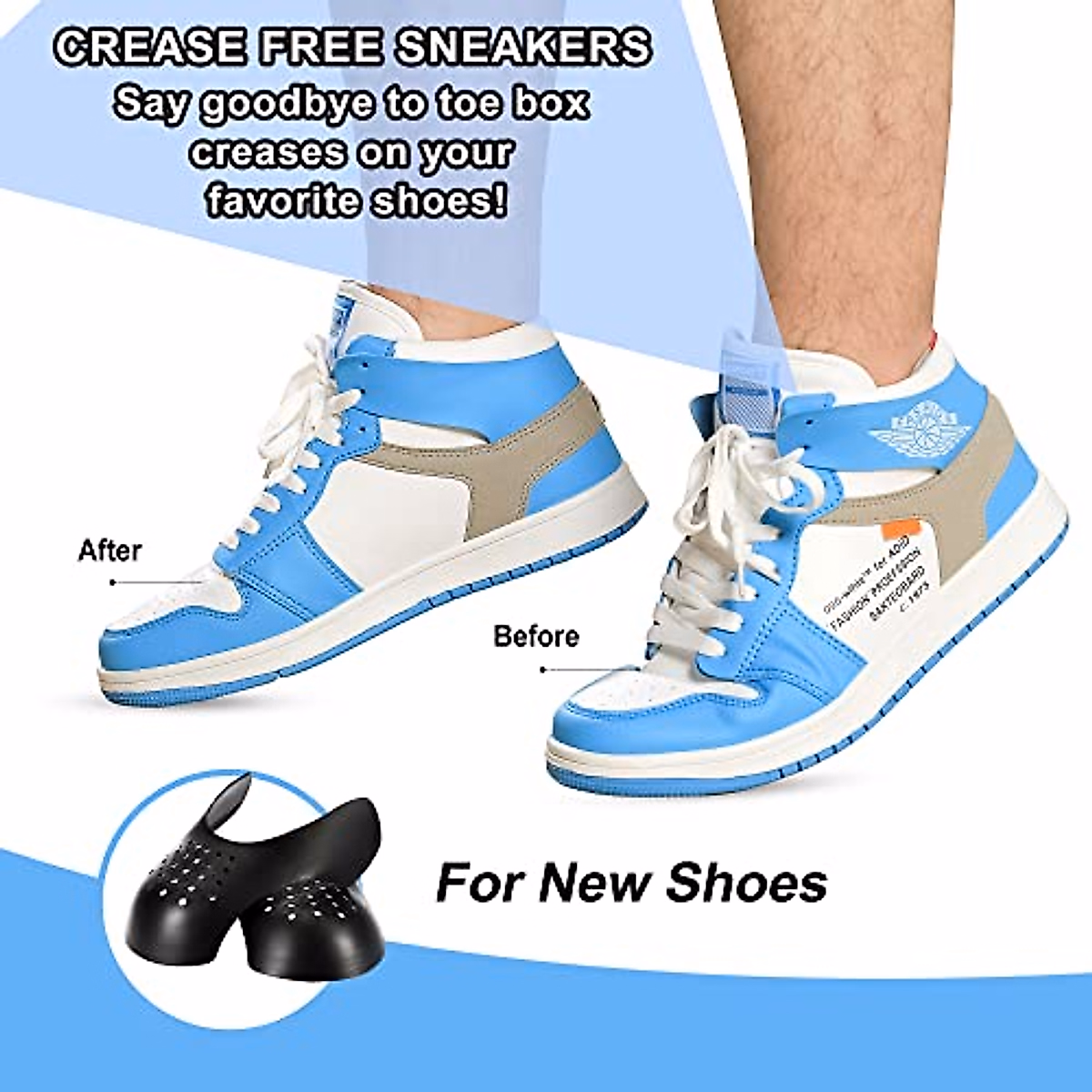 YIONEFLY 6 Pairs Shoe Crease Protectors - Prevent Sneaker Creases and Toe Box Decrease - Fits Air Force, Jordan, Dunk & More - Shoe Anti Creases Guard for Women's Shoes (Size 5-8.5)