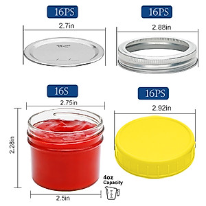 4 oz Glass Bottle with Lid, Mason Jars, Home Storage, Kitchen Storage, Condiments, Sauces, DIY Spice Bottle, Gift Giving,Pack of 16