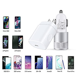 Super Fast Charger Type C for Samsung Galaxy A13 5G/A14/A53 5G/S23 Ultra/S22 Ultra/S22/S21/FE/Z Flip 4/Fold 4,25W PD PPS USB C Wall Charger 38W Car Adapter+6FT USBC to C Cable+3FT USBA to Type C Cable