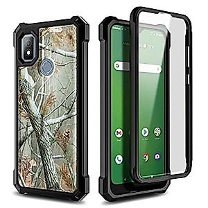 NZND Compatible with Cricket Icon 4 Case with [Built-in Screen Protector], Full-Body Protective Shockproof Rugged Bumper Cover, Impact Resist Durable Phone Case (Camo)