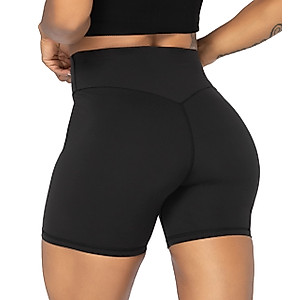 Sunzel High Waist Biker Shorts for Women No Front Seam Soft Yoga Workout Gym Bike Shorts Tummy Control Squat Proof Black