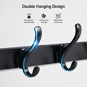 Tatub 29'' Coat Rack Wall Mount with Shelf, Wood Wall Hooks with Storage, Entryway Shelf with 5 Coat Hangers for Bathroom, Living Room, Bedroom, Black