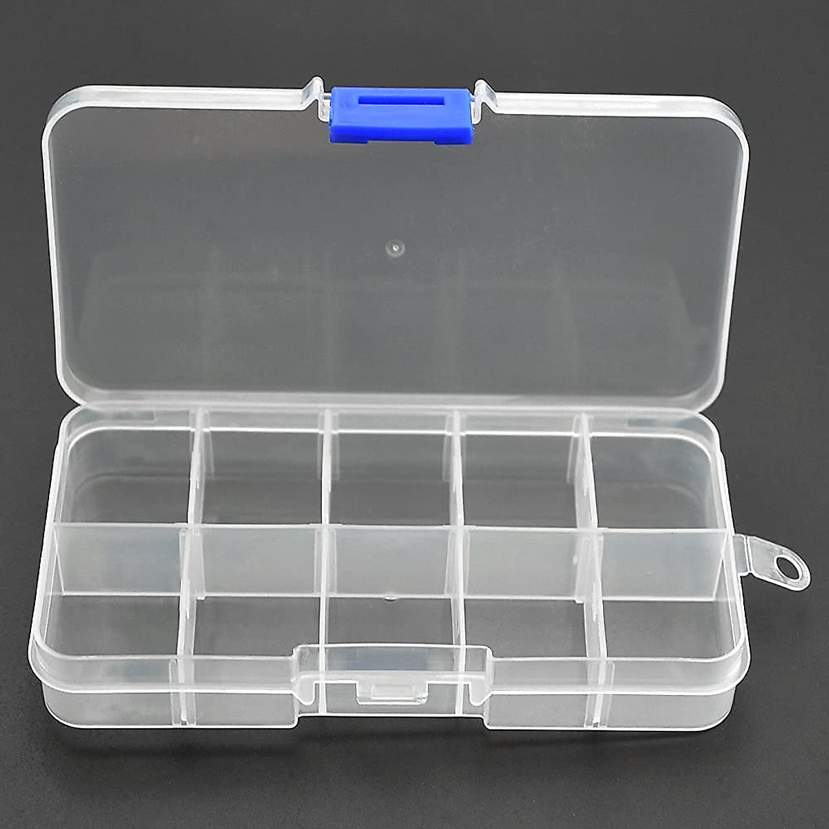 XINMEIWEN 4Pcs 10 Little Grids Plastic Organizer Storage Box with Removable Dividers for Jewelry Ring Beads Ornament Crafts and Thread (5.1 x 2.6 x 0.8”, White)