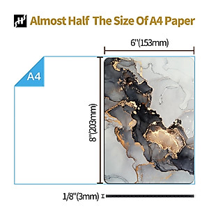 Hokafenle Small Mouse Pad, Mini Mousepad with Washable Lycra Cloth, Computer Mouse Pads for Wireless Mouse, Non-Slip Rubber Base Mousepads (6 x 8 Inch, Black Gold Marble)