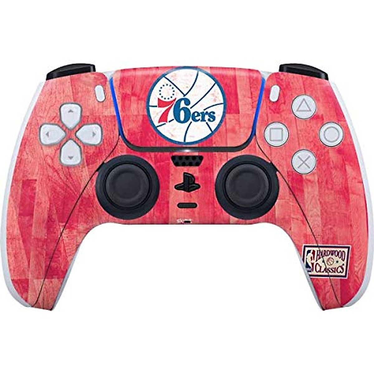 Skinit Gaming Decal Skin Compatible with PS5 and Compatible with PS5 Digital Edition DualSense Controller - Officially Licensed NBA Philadelphia 76ers Hardwood Classics Design