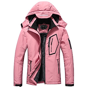 SUOKENI Women's Waterproof Warm Winter Snow Coat Hooded Raincoat Ski Snowboarding Jacket