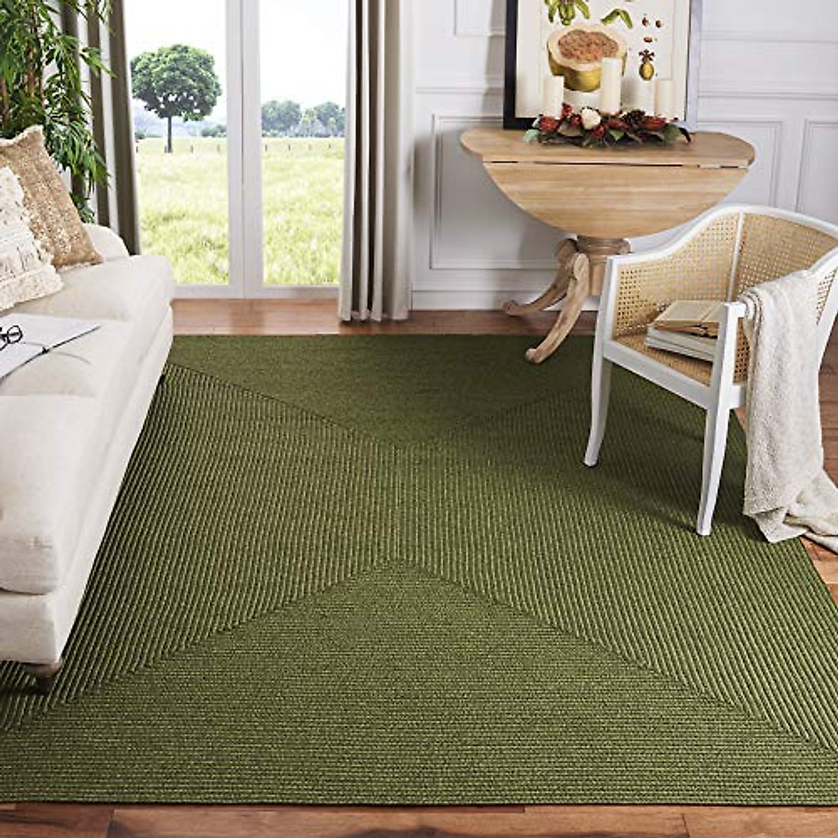 SAFAVIEH Braided Collection 4' x 6' Green BRD315A Handmade Country Cottage Reversible Area Rug