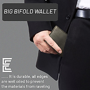 E Elton Genuine Lambskin Leather Hipster Bifold Wallets for Men Black Extra Large Bifold Wallet- RFID Protection