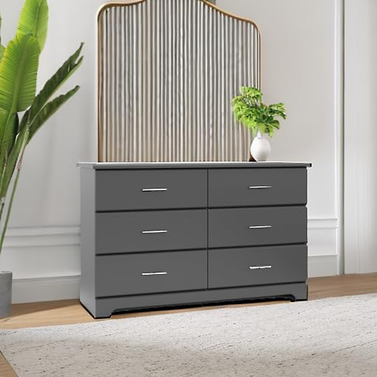 Storkcraft Brookside 6 Drawer Double Dresser (Gray) – GREENGUARD Gold Certified, Dresser For Nursery, 6 Drawer Dresser, Kids Dresser, Nursery Dresser Drawer Organizer, Chest of Drawers