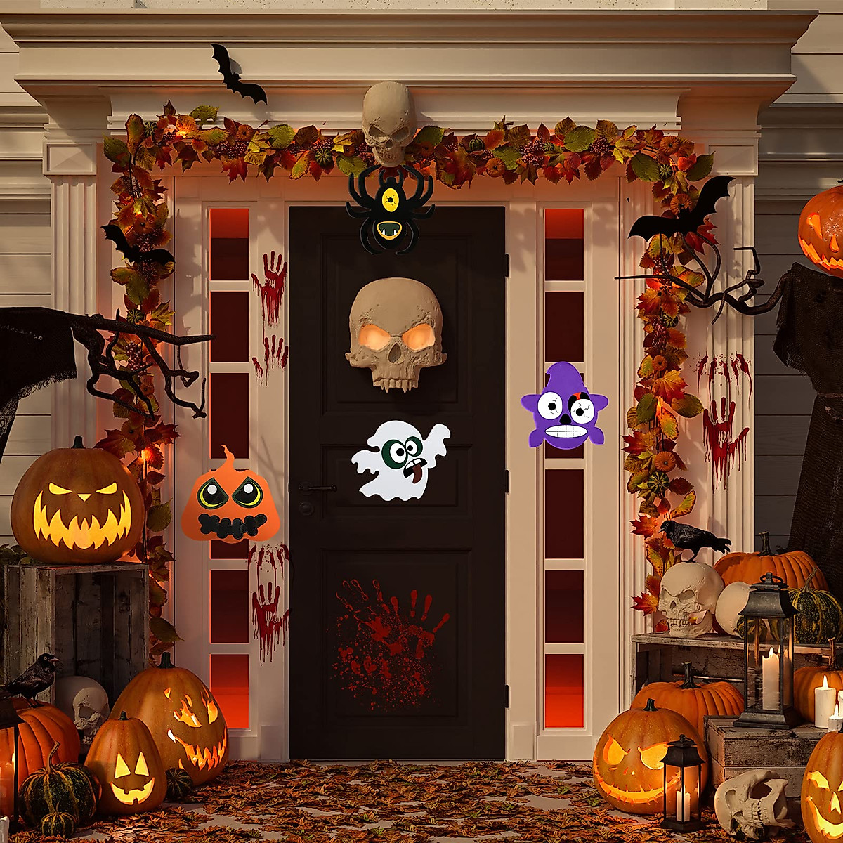 16 Pieces Halloween Foam Craft Kit Halloween Arts Foam Large Pumpkin Foam DIY Pumpkin Decorating and 4 Pieces Halloween Craft Stickers Funny Pumpkin Sticker for Halloween Game Party Favor Decoration