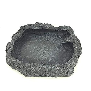 Shelltech Reptile Water Dish Food BowlTerrarium Bowl for Tortoise Frog Snake Gecko Lizard Spider Chameleon Scorpion (5.7" L x 4.7"W x 1.3" H)