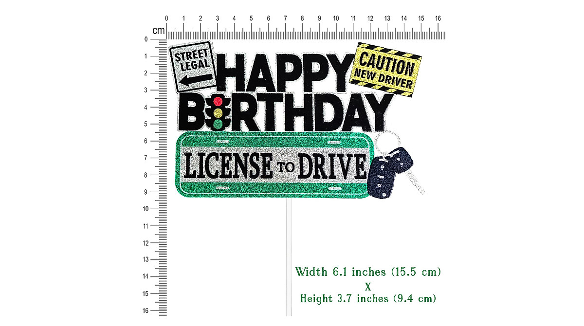 Driver License Cake Topper for Birthdays | Car Road Signs Theme
