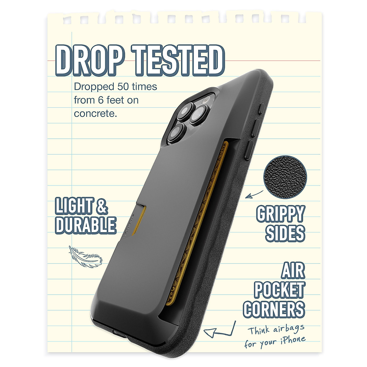 Smartish iPhone 15 Pro Max Wallet Case - Wallet Slayer Vol. 1 [Slim + Protective] Credit Card Holder - Drop Tested Hidden Card Slot Cover Compatible with Apple iPhone 15 Pro Max - Black Tie Affair