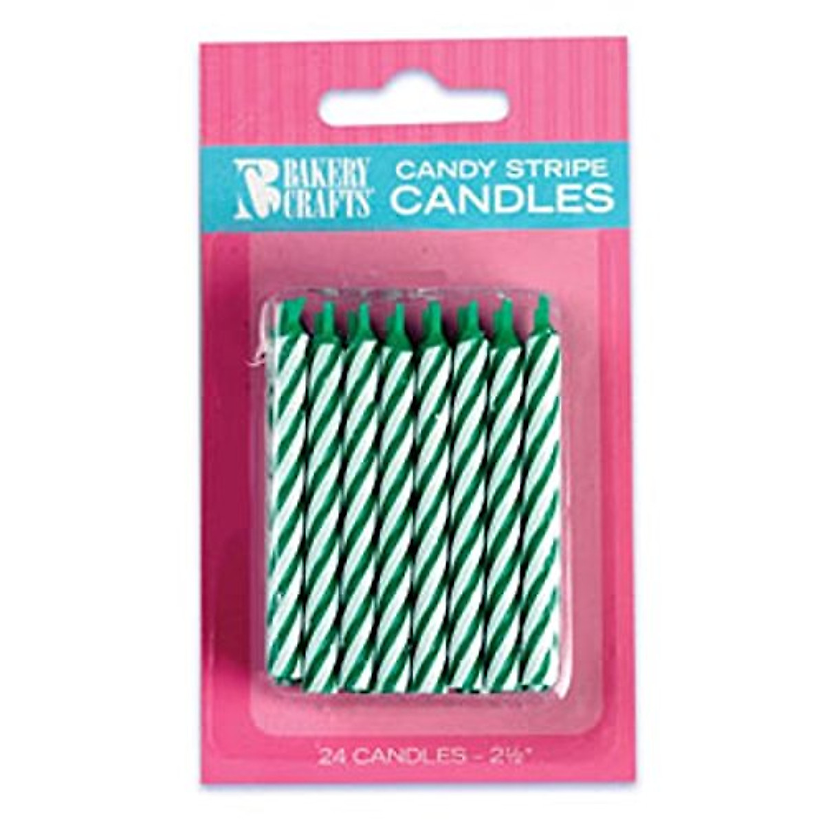 Oasis Supply Candy Stripe Birthday Candles, 2.5-Inch, Green