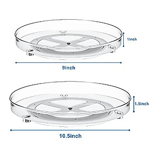 HYDROWE Lazy Susan Organizer, Round Plastic Turntable Organizer Organization Storage Container Bins,Spinning Organizer for Spices,Vanity Countertop Makeup Organizing(9.25 Inch+10.6Inch)