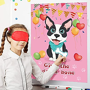 Fowecelt Pin The Bone on The Dog Party Games with 48 Pcs Bone, Give The Dog a Bone Game for Dog Themed Birthday Party Game Supplies